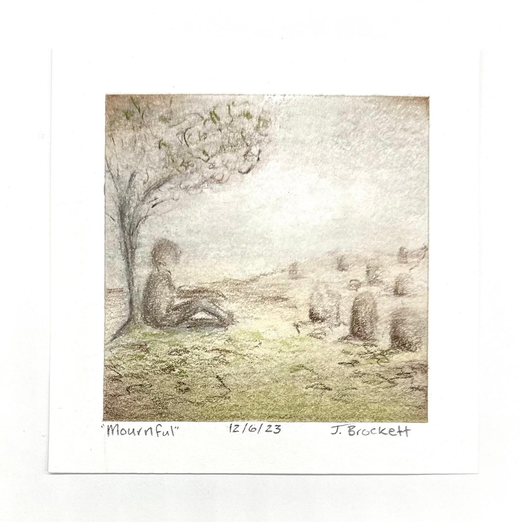 Mournful, Chalk Pastel Drawing, Original Art, Small Art - Etsy