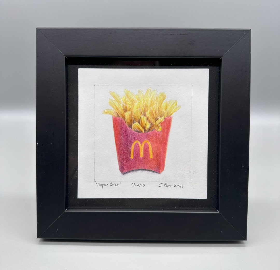 Super Size Fries, Mcdonald's, Colored Pencil Drawing, Original Art ...