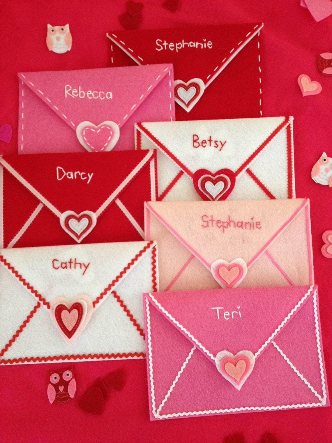 Set of 2 Personalized Large Felt Valentine Envelopes for Kids - Etsy