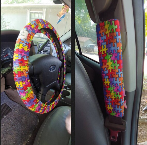 Handmade Autism Awareness Puzzle Piece Car Decor Steering - Etsy