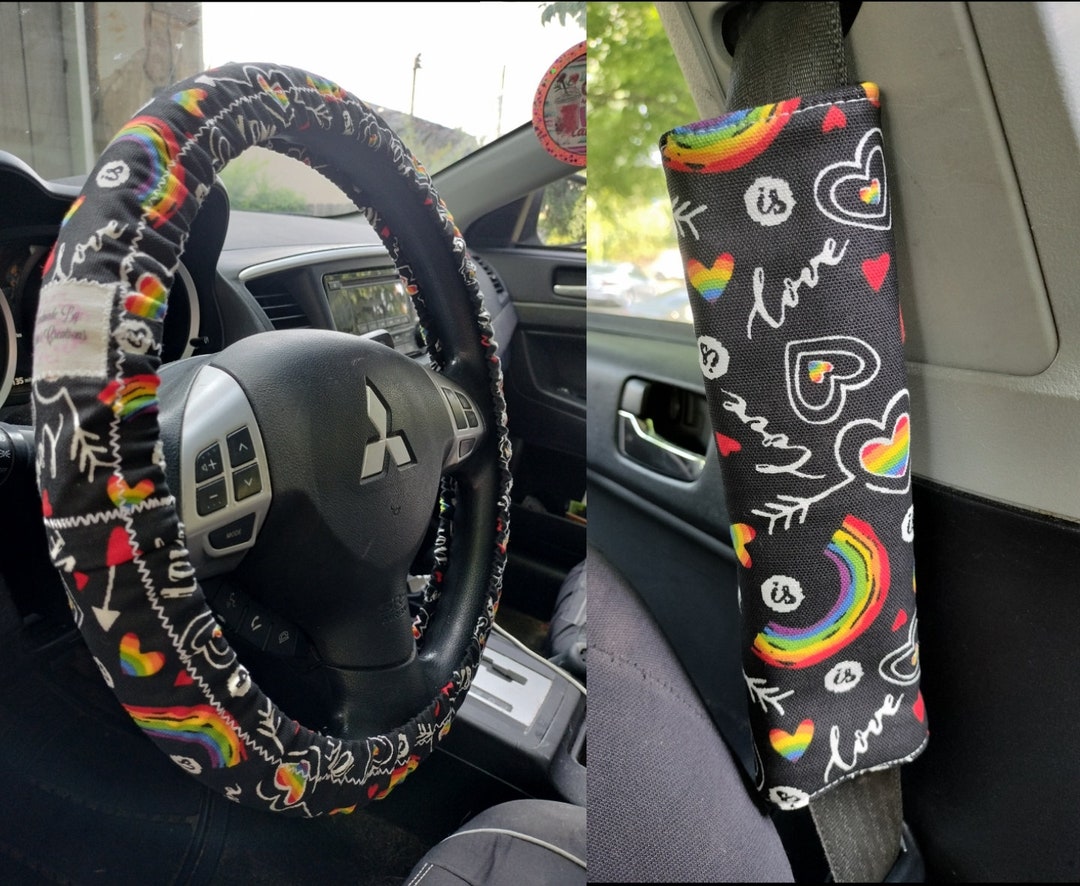 Handmade Love is Love Gay Pride LGBTQIA Car Decor~ Steering Wheel, Seat ...