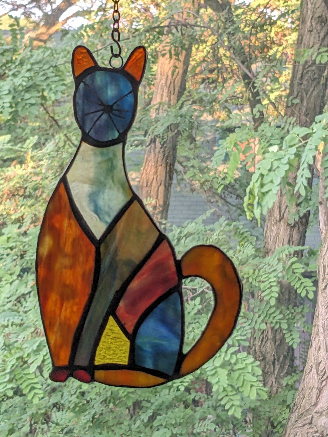 Stained Glass Calico Cat - Etsy