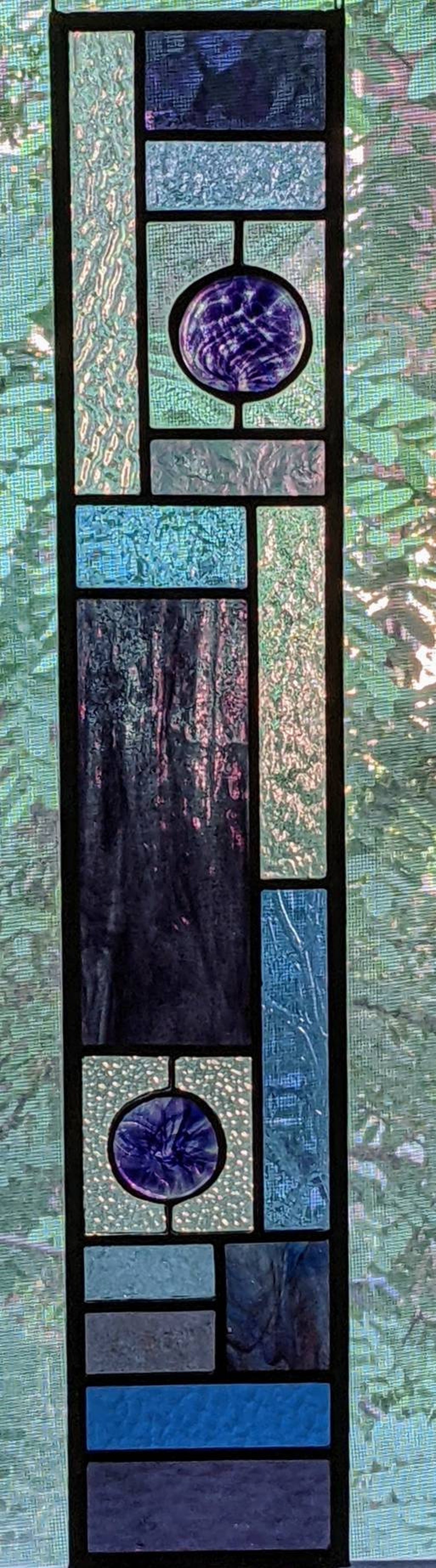 STAINED GLASS PANEL Purple/ Blue Window Glass Art Home Decor - Etsy