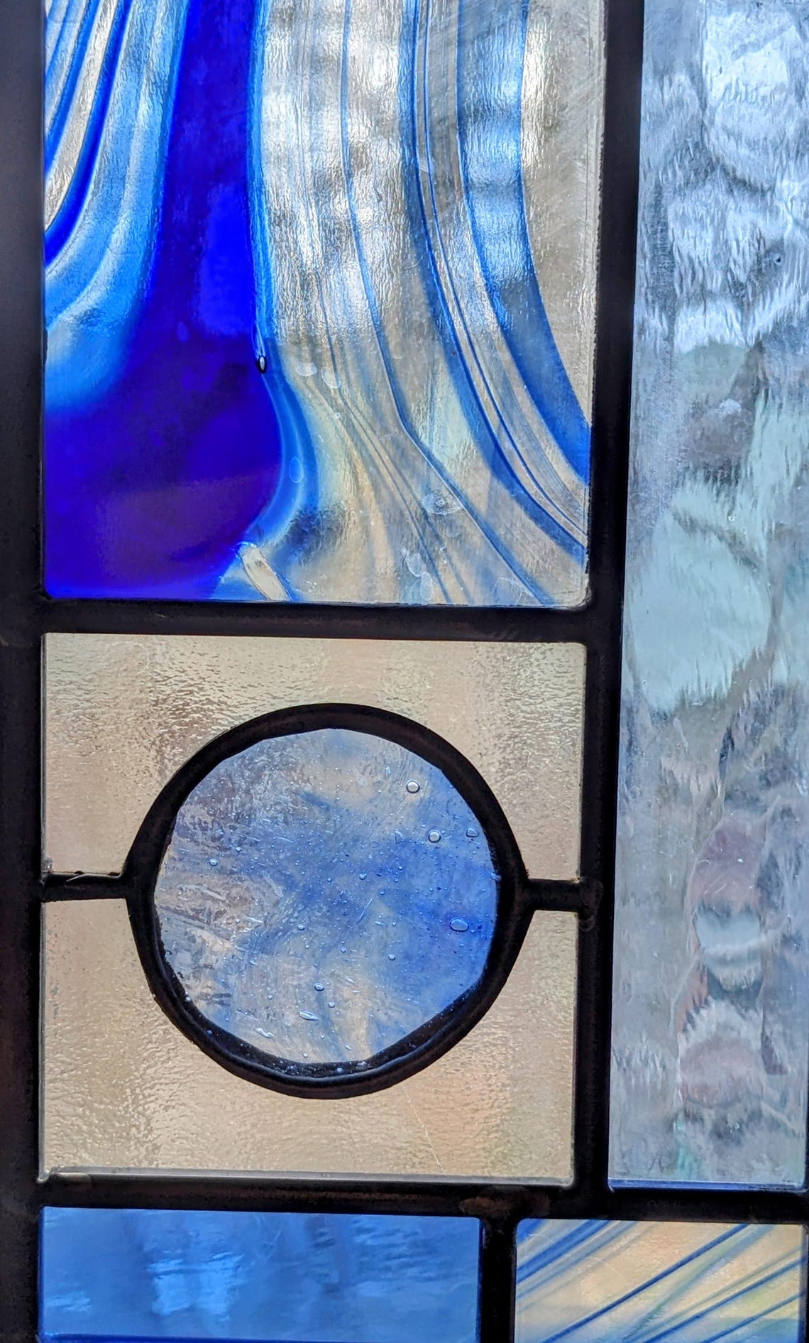 Wispy Blue Stained Glass Window Panel, Home Decor Art - Etsy