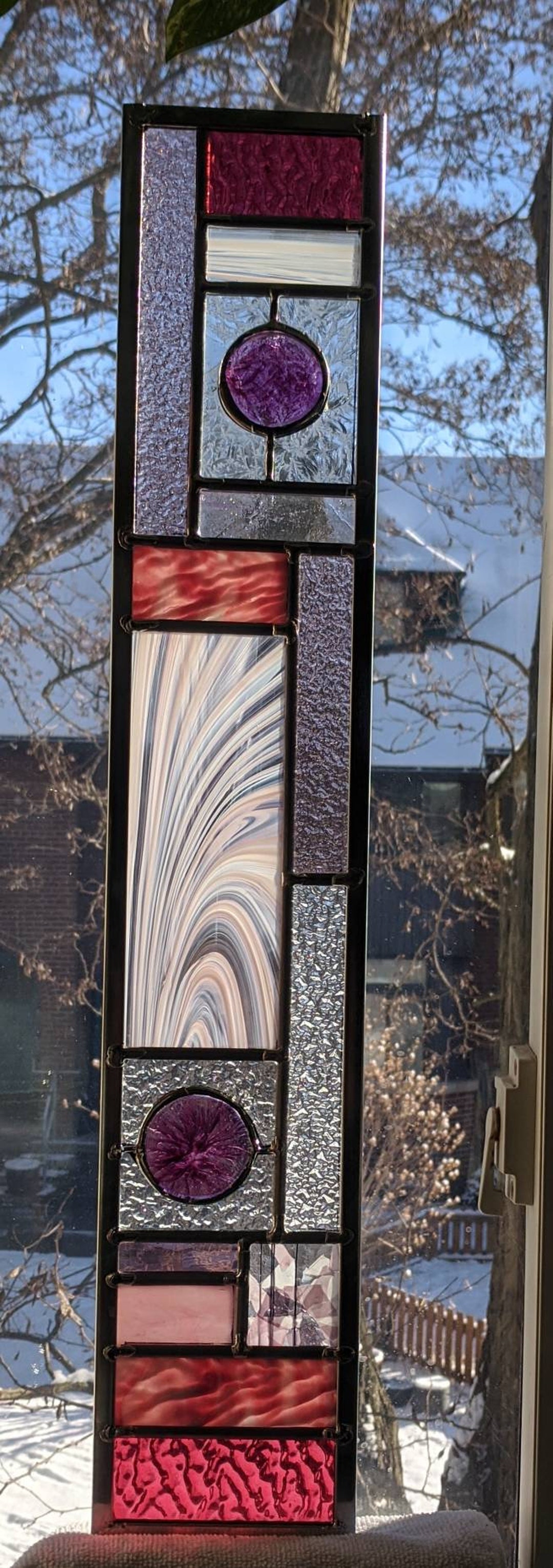Pink Stained Glass Panel, Window Art, Home Decor (4.5x24.5 Inches) - Etsy