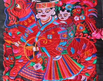 Hmong Blue Pattern Embroidered Fabric Unique Design Handmade - Etsy