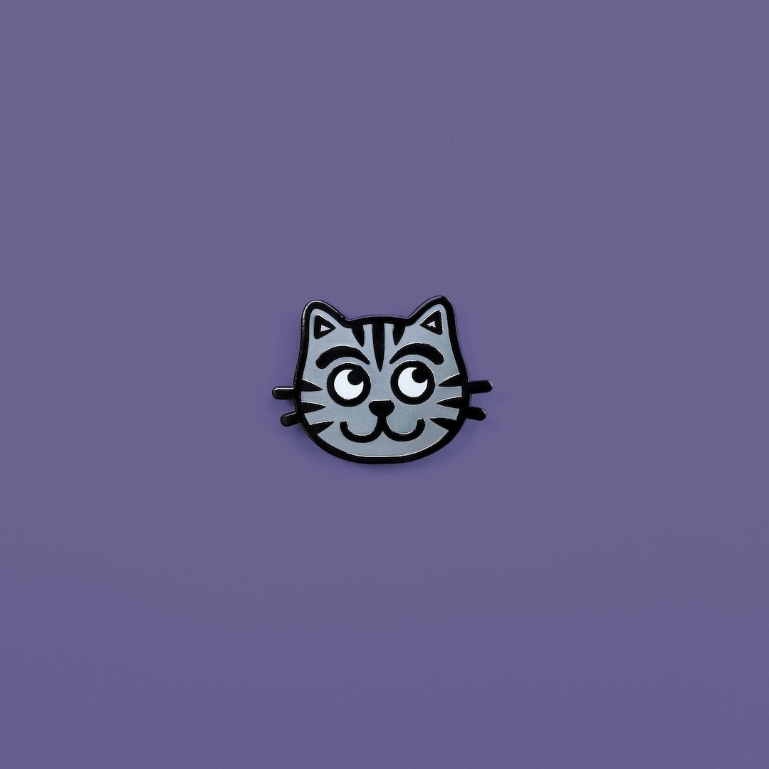 Grey Tabby Cat Enamel Pin | Cute Pin | Gift for Cat Lover | Jean Jacket ...