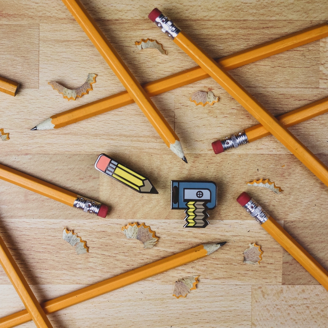 Pencil Pin, Sharpener Pin, Enamel Pin Set, Teacher Enamel Pin, School ...