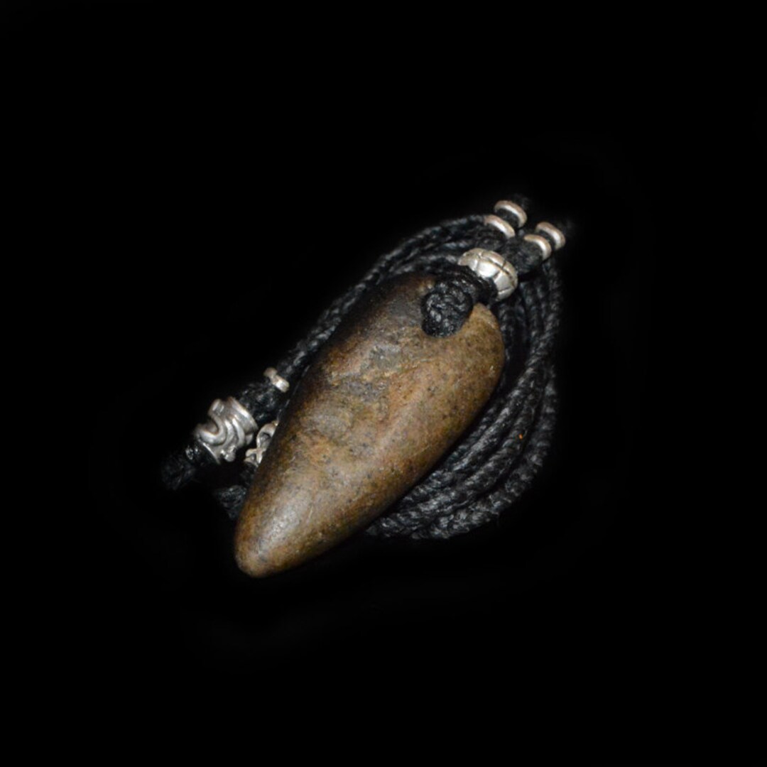 Neolithic Stone Tooth Talisman Silver Macramé Linen Necklace - Etsy