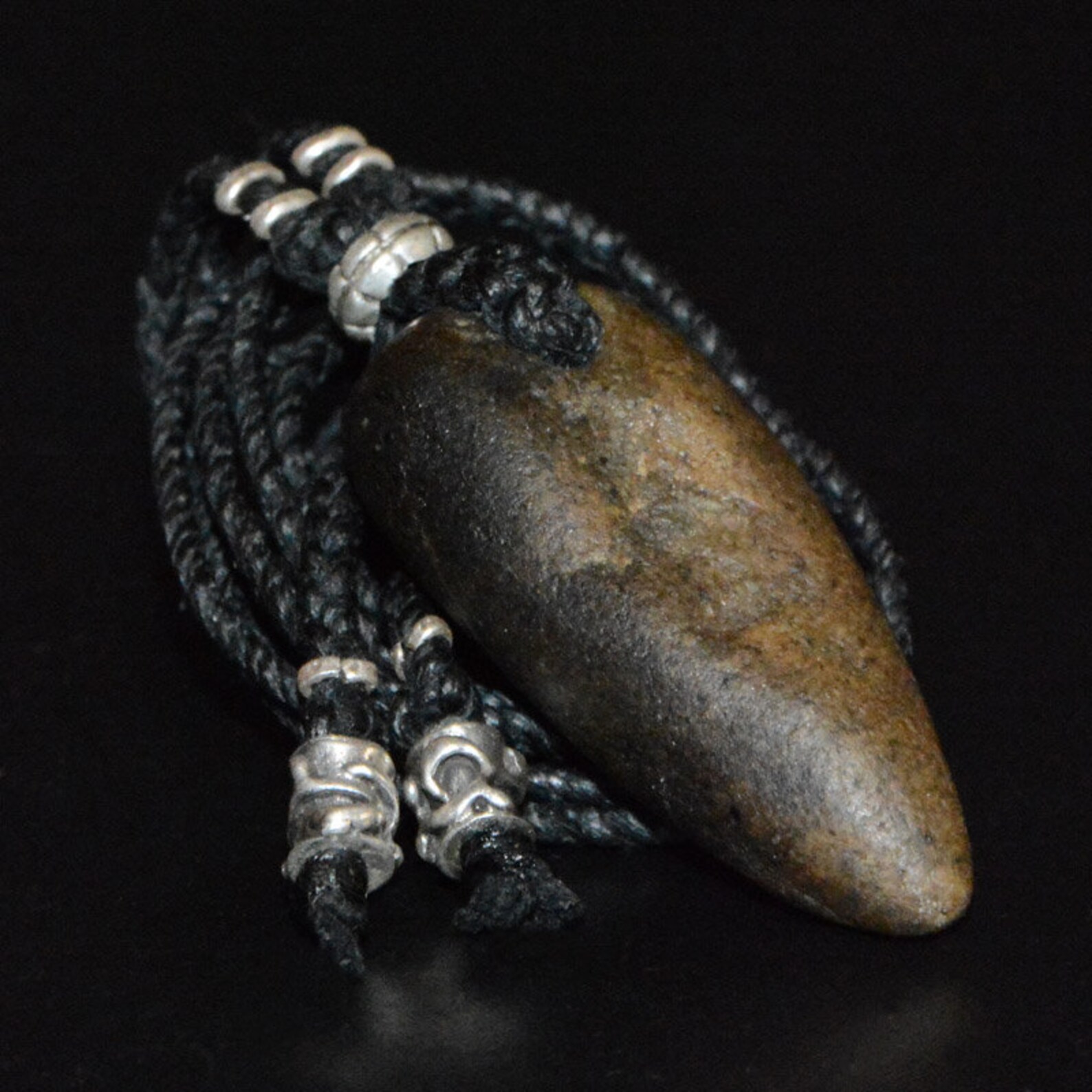 Neolithic Stone Tooth Talisman Silver Macramé Linen Necklace - Etsy