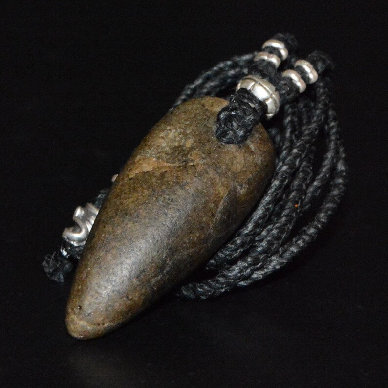 Neolithic Stone Tooth Talisman Silver Macramé Linen Necklace - Etsy