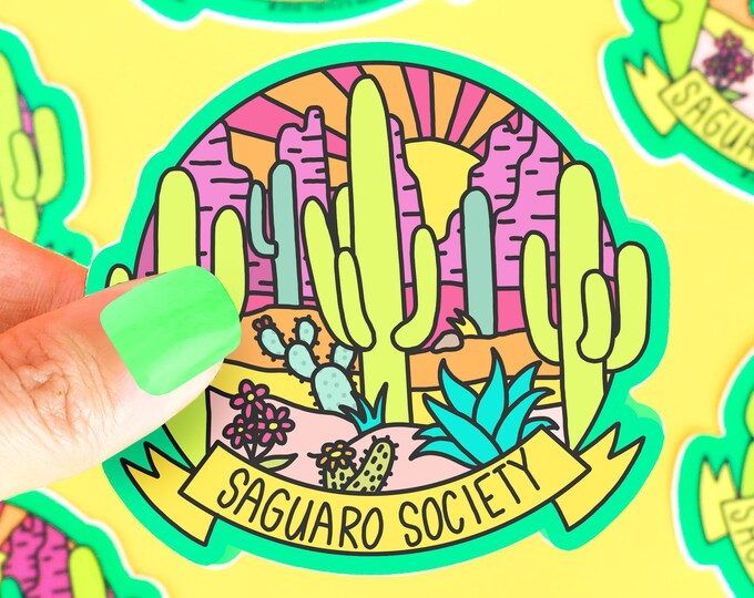 Saguaro Society Cactus Vinyl Sticker Cacti Decal Saguaro - Etsy