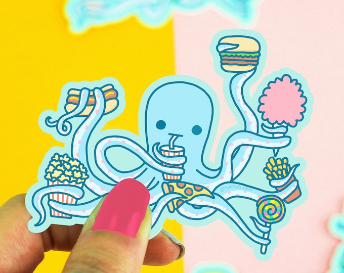 Octopus Sticker Aquatic Decal Ocean Animals Funny Stickers - Etsy