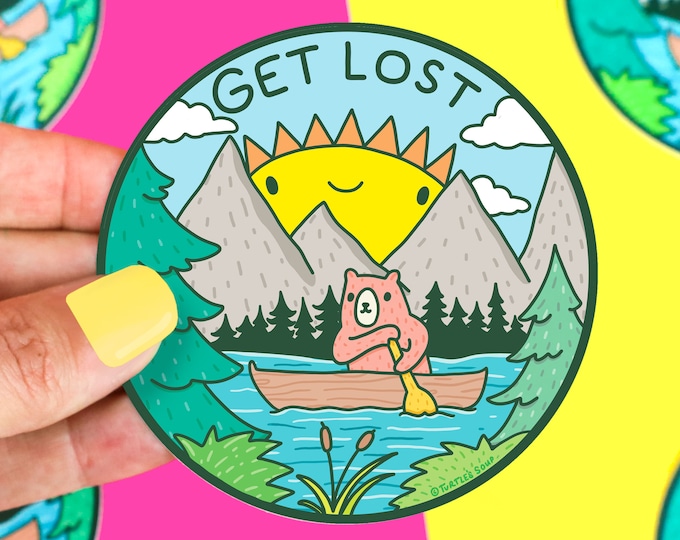 Get Lost Sticker Funny Vinyl Stickers Outdoorsy Decals - Etsy