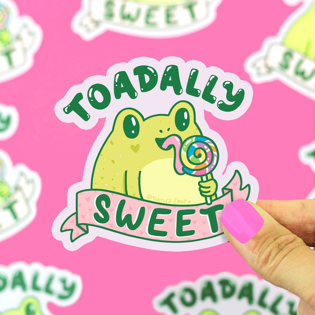 Toadally Sweet Decal, Toad Pun, Funny Vinyl Sticker, for Water Bottle ...