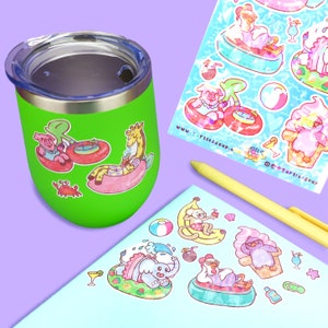 Pool Party, Animals, Sticker Sheet, Vinyl Decal, Floaties, Summer, Cute ...