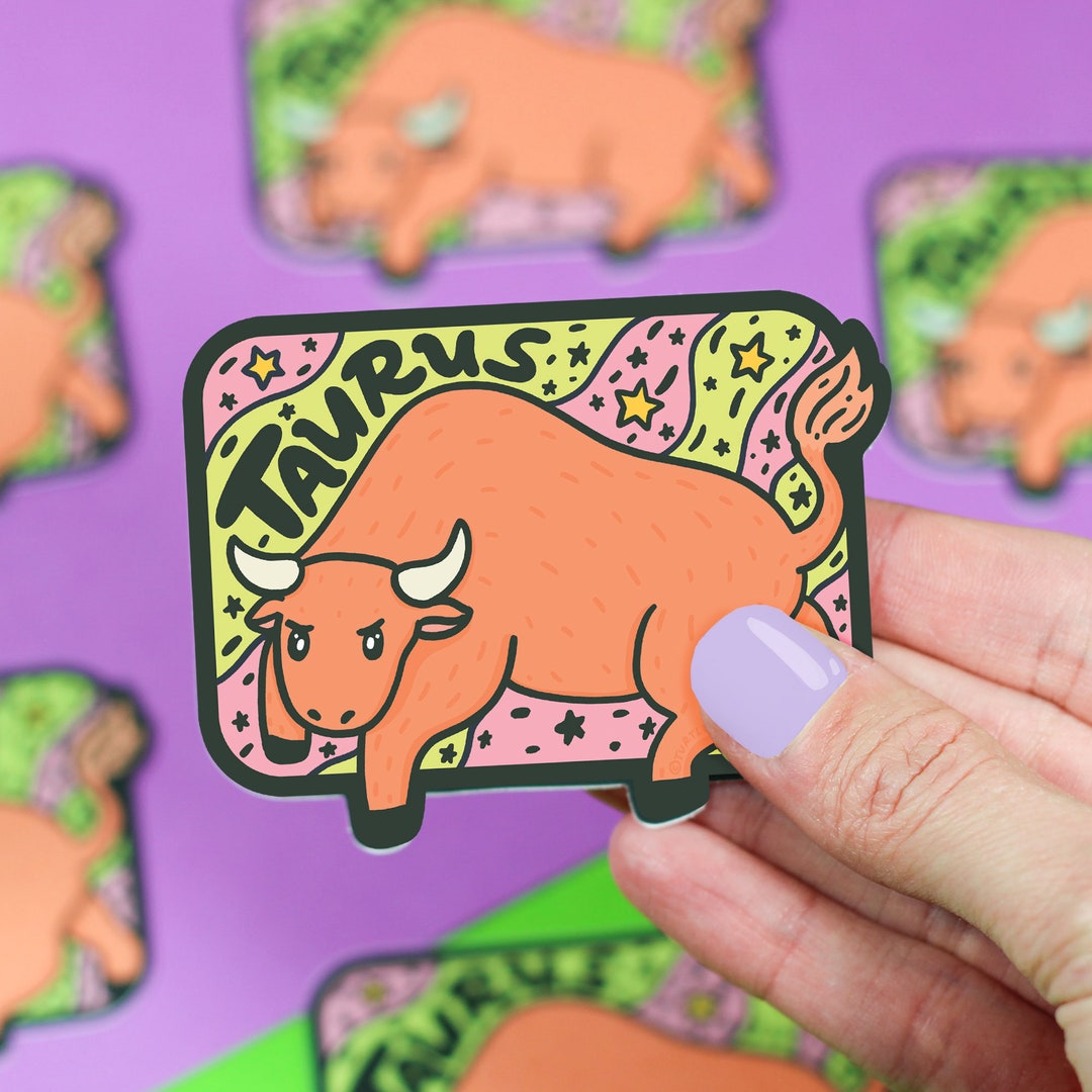 Taurus Vinyl Sticker, Zodiac Sticker, Waterproof, Laptop Sticker ...