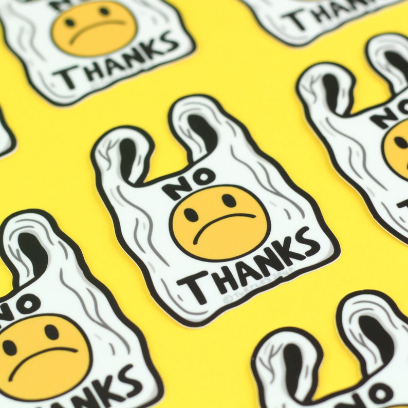 No Thanks Plastic Bag Sticker: Waterproof Laptop Decal - Etsy