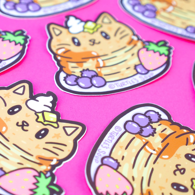Pancake Cat Sticker Breakfast Vinyl Sticker Cute Cat Decal | Etsy