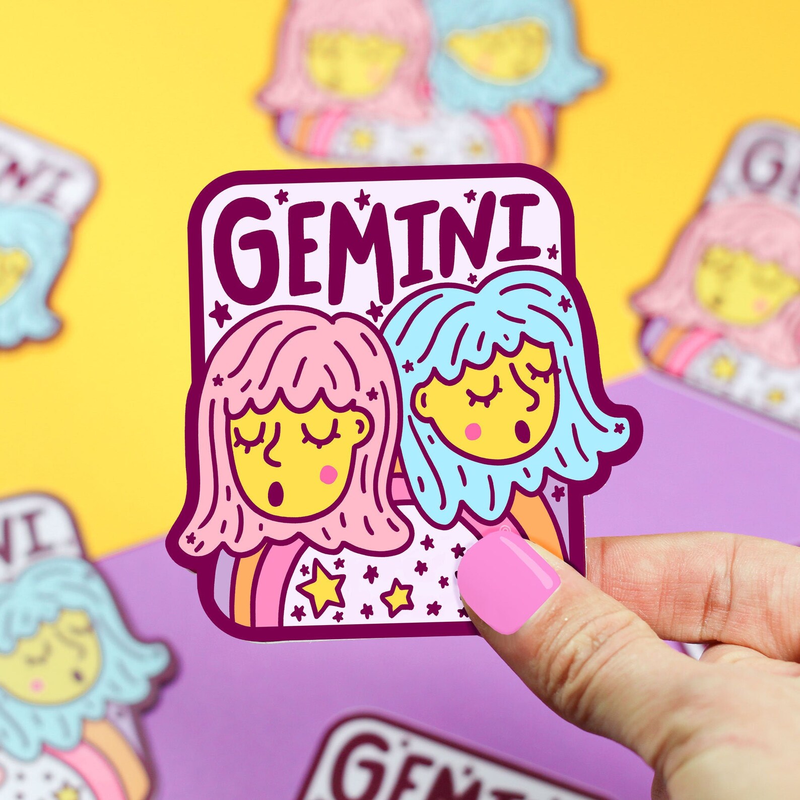 Gemini Vinyl Sticker Cute Sticker Waterproof Laptop Decal - Etsy