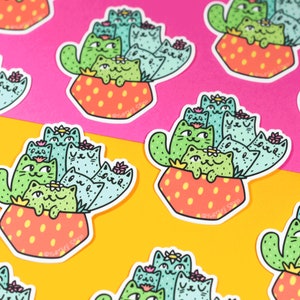 Cactus Sticker, Cat Decal, Potted Plant Sticker, Plant Mom, Prickly ...