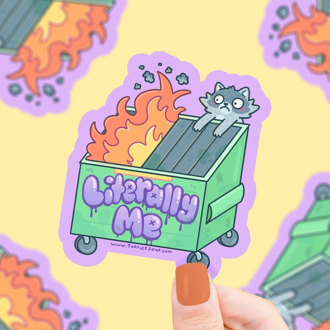Dumpster Fire Sticker, Vinyl, Waterproof, Water Bottle Sticker, Funny ...