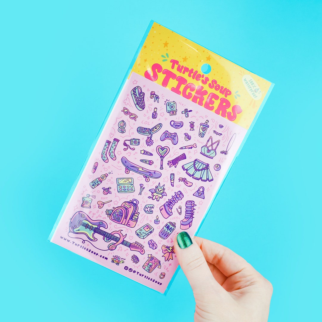 E-girl Sticker Sheet, Cute Stickers, Kawaii Stationery, Glitter ...