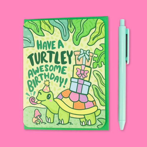 Turtle Birthday Card - Etsy