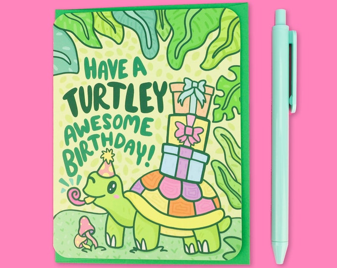 Turtle Birthday Card - Etsy