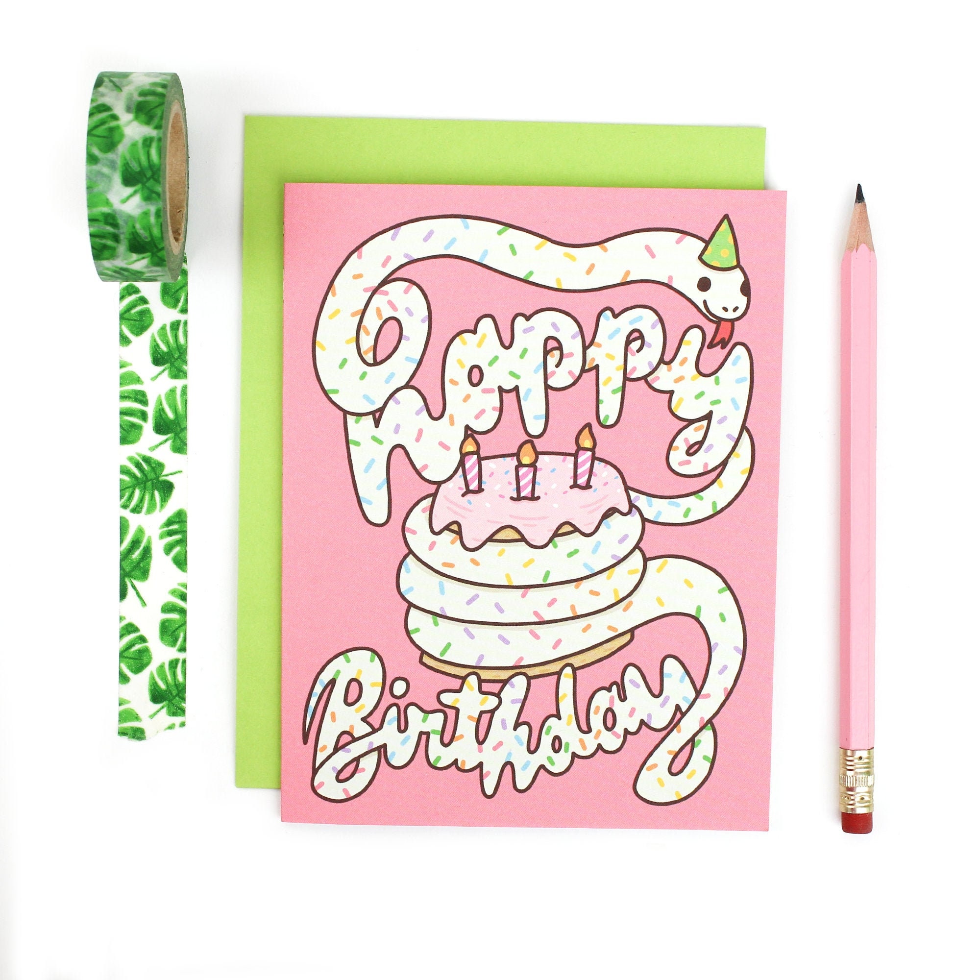 Happy Birthday Card Snake Birthday Cake Cute Birthday Card | Etsy