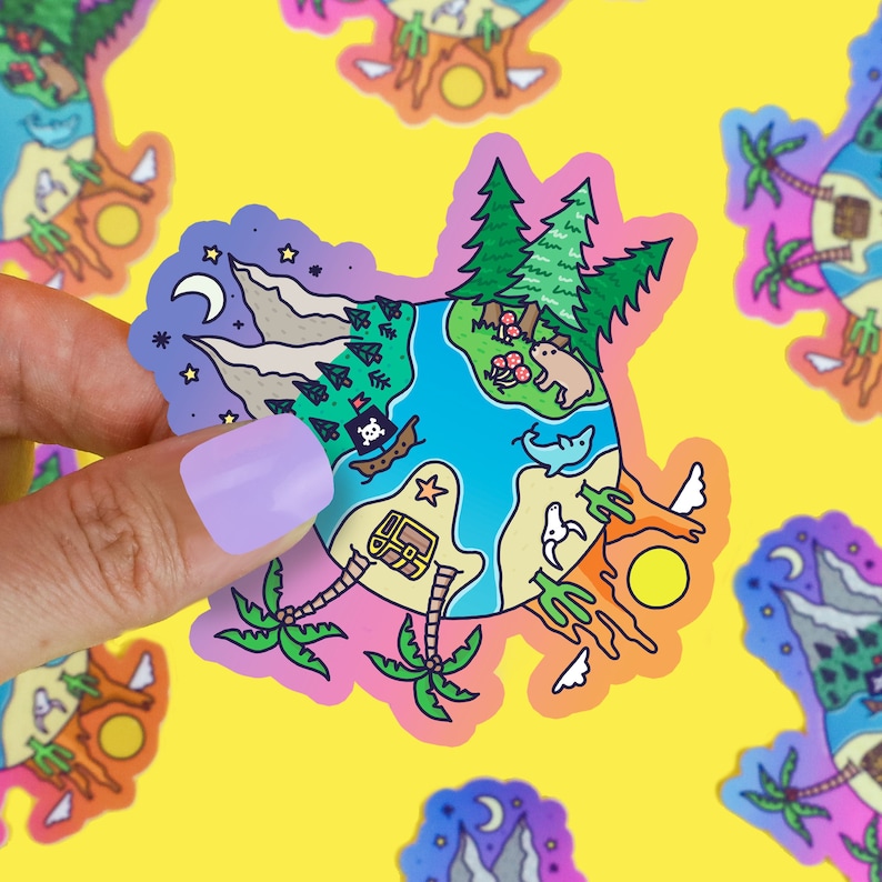 Planet Sticker Colorful Sticker Biome Earth Diversity - Etsy