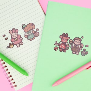Cottagecore Animal Dresses Sticker Sheet, Cute Stickers, Animal Sticker ...