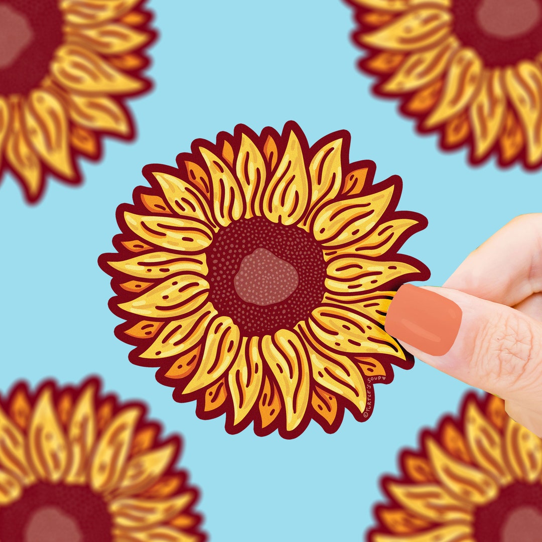 Sunflower Vinyl Sticker, Summer Time Sticker, Waterproof Vinyl Sticker ...