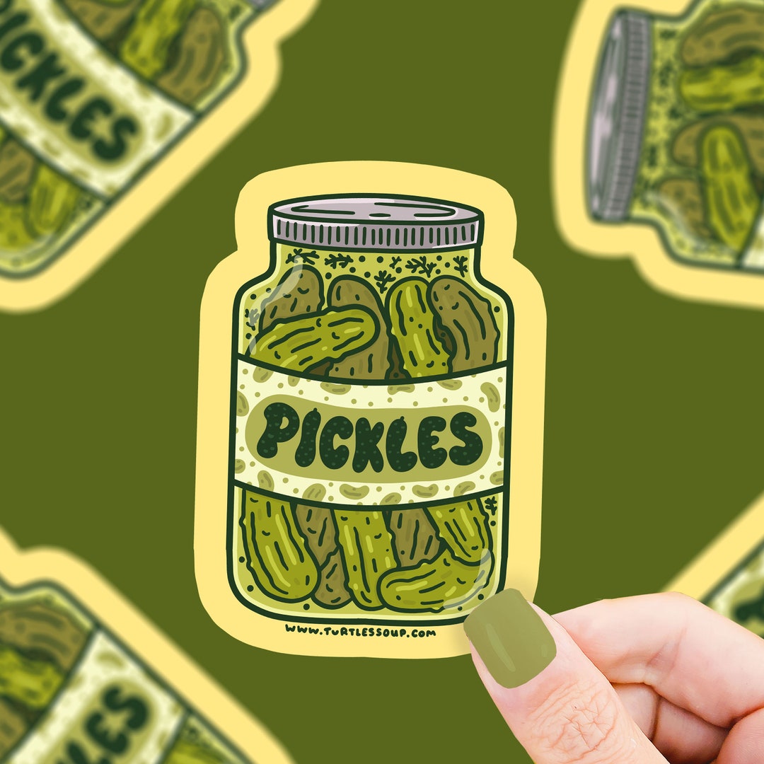 Delicious Pickle Jar Sticker, Vinyl Sticker, Waterproof, Water Bottle ...