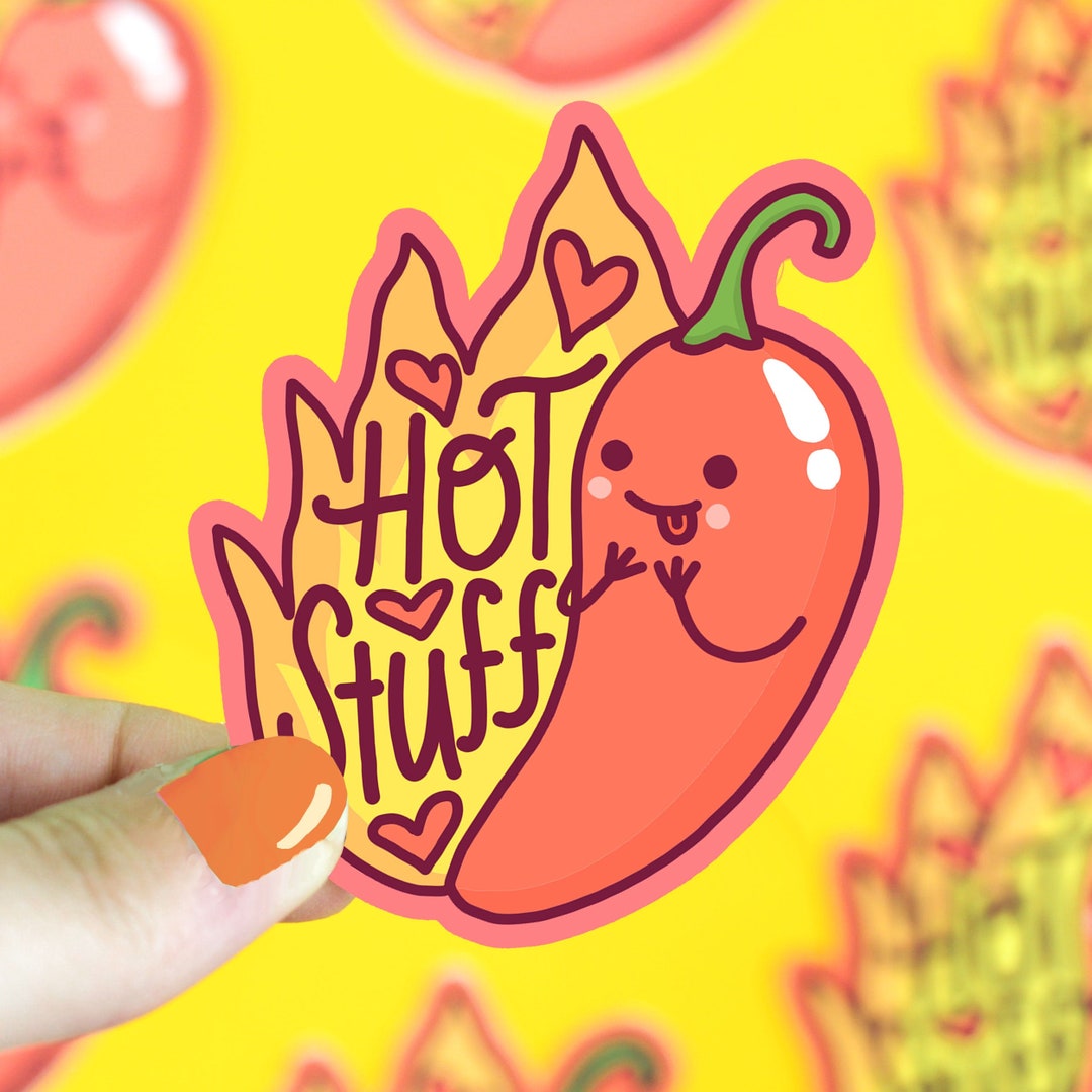Hot Stuff, Funny Jalapeno Sticker, Valentine's Day, Cute Vinyl Sticker ...
