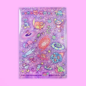 Cosmic Critters Sticker Sheet, Cute Space Stickers, Animal Sticker Art ...