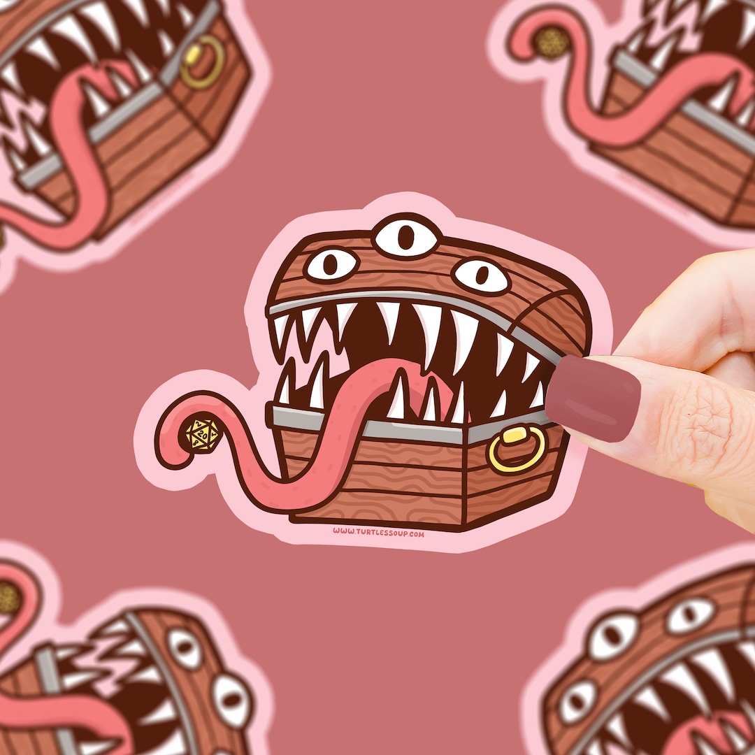 Mimic Treasure Chest Vinyl Sticker, D20 Sticker, Geeky Stickers ...