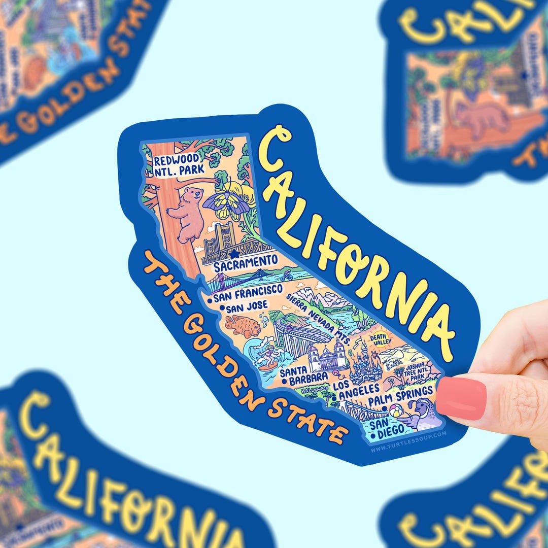 California Waterproof Sticker, the Golden State, Cali Sticker, 50 ...