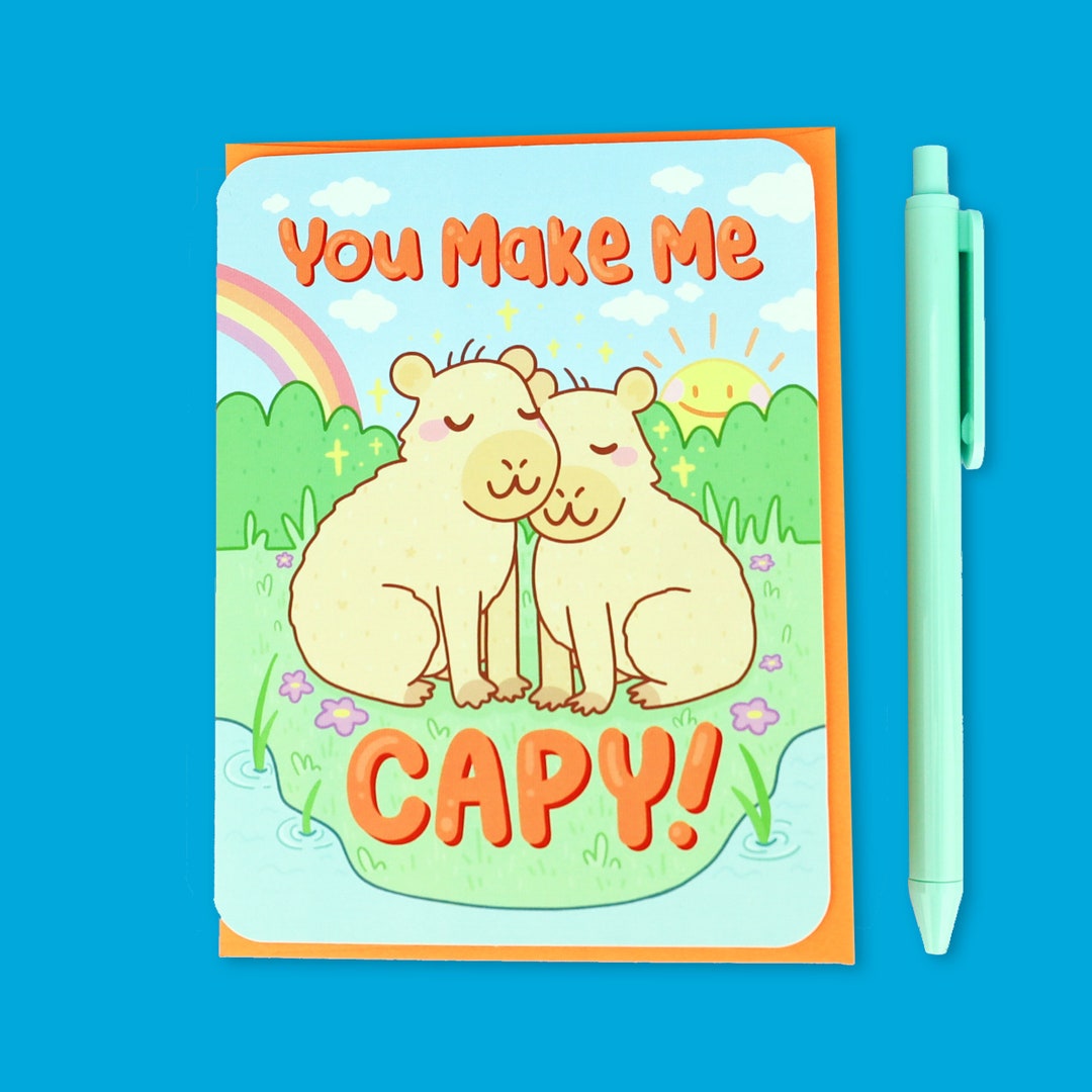 You Make Me Capy Card, Capybara Friendship Card, Card for Birthday ...