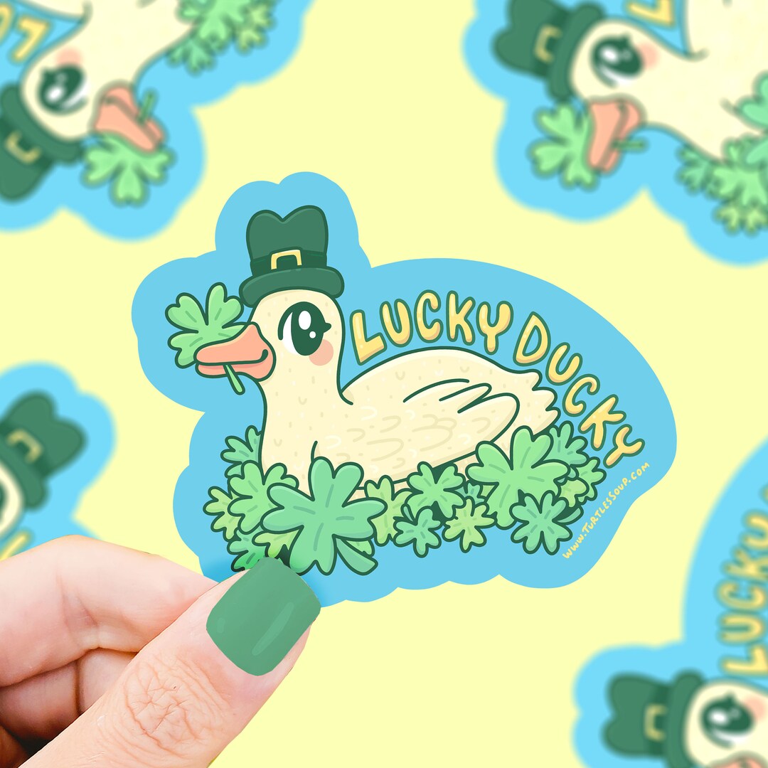 Lucky Duck St Patrick's Day Sticker, Vinyl Sticker, Luck, Cute, Four ...