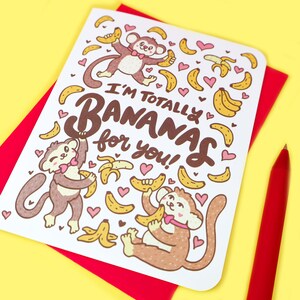 Funny Love Card, Anniversary Card, Bananas for You, Monkey Cute Love ...