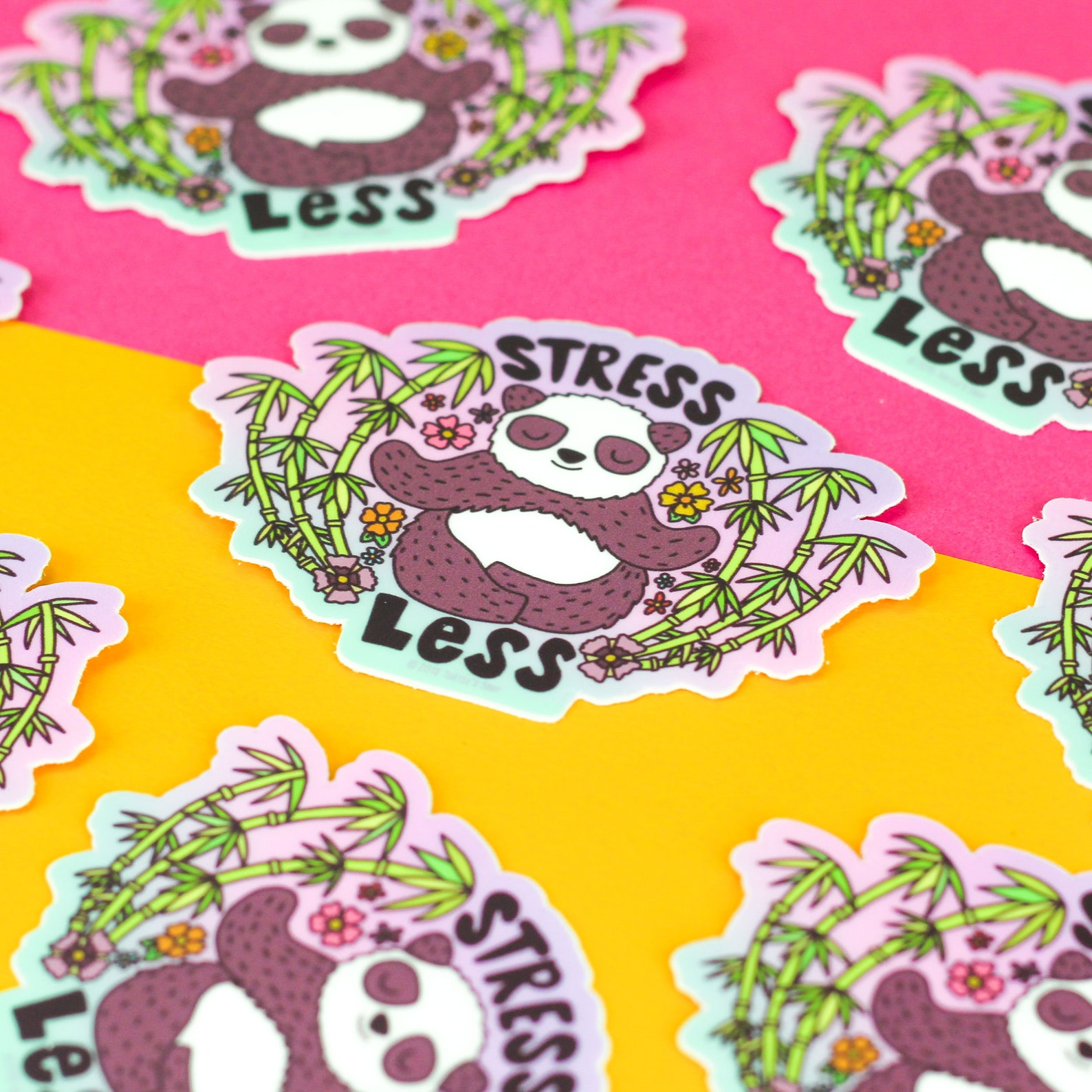 Stress Less Panda Vinyl Sticker Meditation Sticker Cute | Etsy