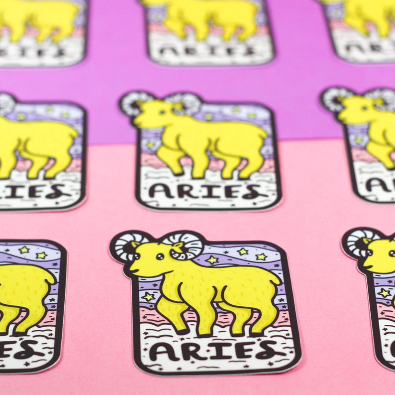 Aries Vinyl Sticker Horoscope Sticker Waterproof Laptop - Etsy