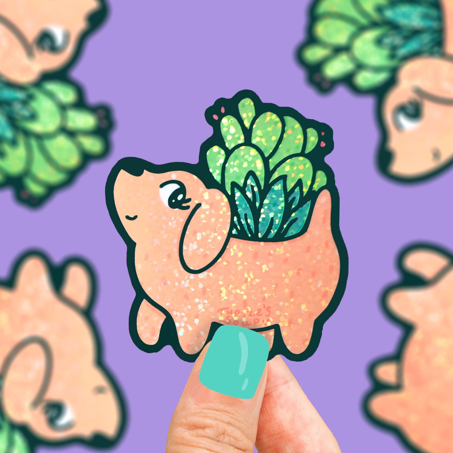 Planter Puppy Sticker, Cute Dog Planter, Sticker Art, Glitter Sticker ...