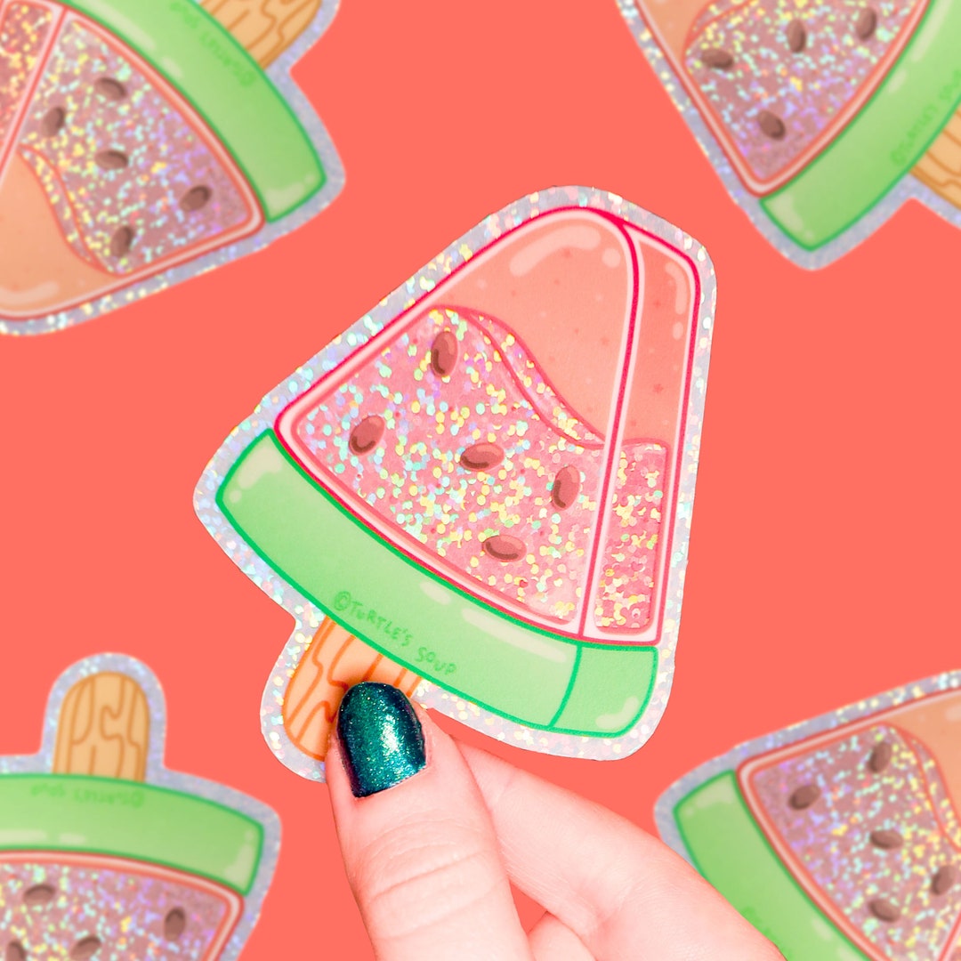 Watermelon Ice Pop Dreamy Liquids Glitter Vinyl Sticker - Etsy