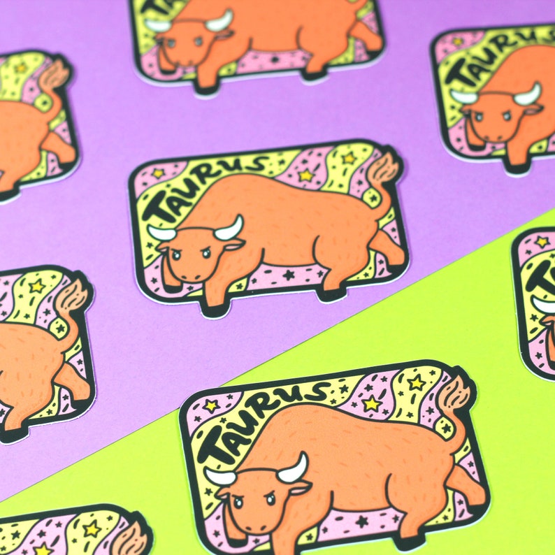 Taurus Zodiac Vinyl Sticker: Waterproof Bull Laptop Decal - Etsy