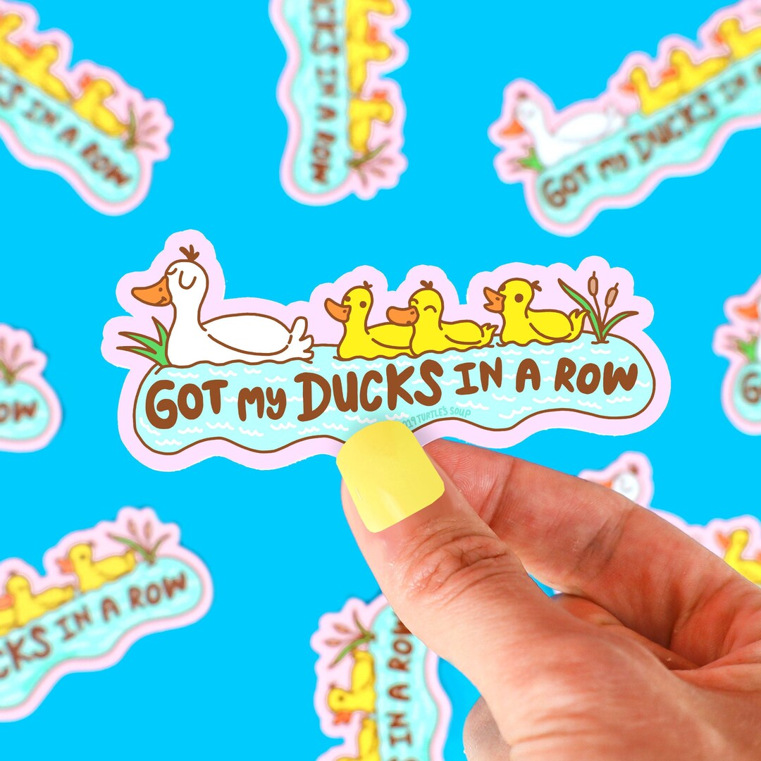 Ducks in a Row, Cute Sticker, Ducky, Vinyl Sticker, for Water Bottle ...