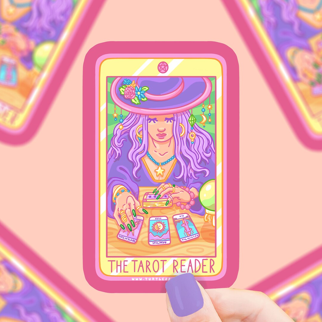 The Tarot Reader Tarot Sticker, Vinyl, Spooky, Cute, Tarot Card Sticker ...