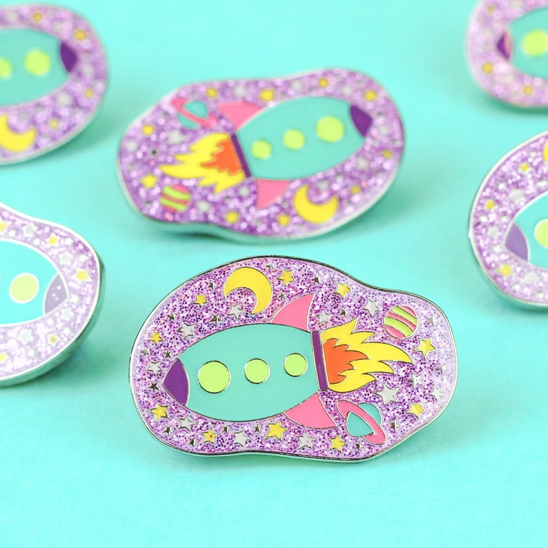 ON SALE Rocket Ship Space Explorer 90s Lapel Pin Vaporwave - Etsy