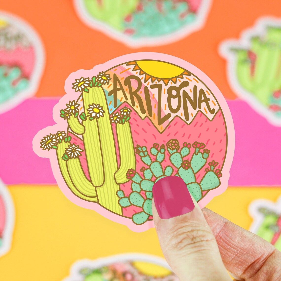 Arizona Sunset Decal Laptop Stickers Cacti Prickly Pear | Etsy